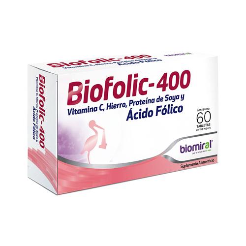 Biofolic-400 190 mg 60 Tabletas - Farmacias Klyns