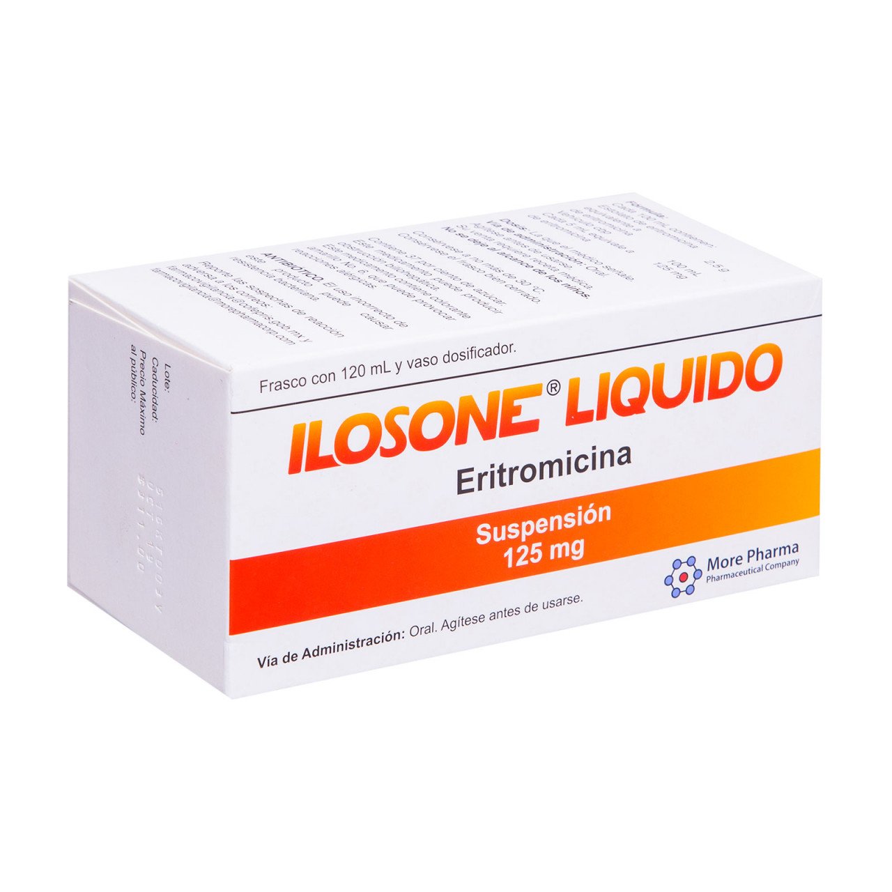 Ilosone Liquido Suspension 125 mg Frasco con 120 mL - Farmacias Klyns