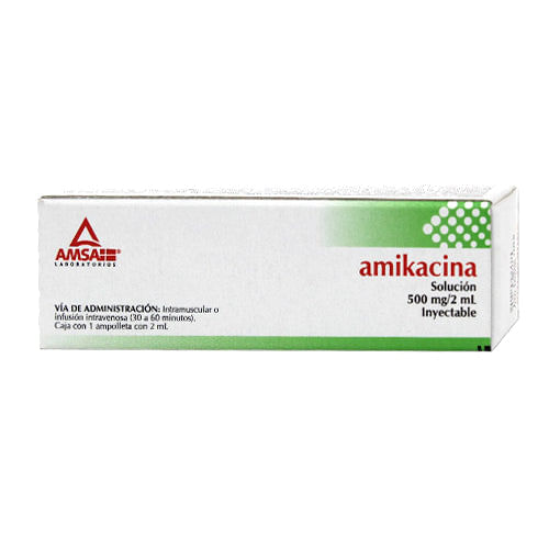Amikacina Solucion Inyectable 500 mg/2 mL 2 Ampolletas de 2 mL ...