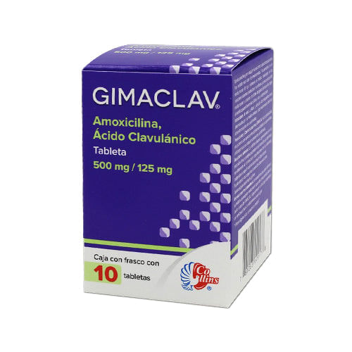 Gimaclav Amoxicilina 500 mg / Acido Clavulanico 125 mg 10 Tabletas ...