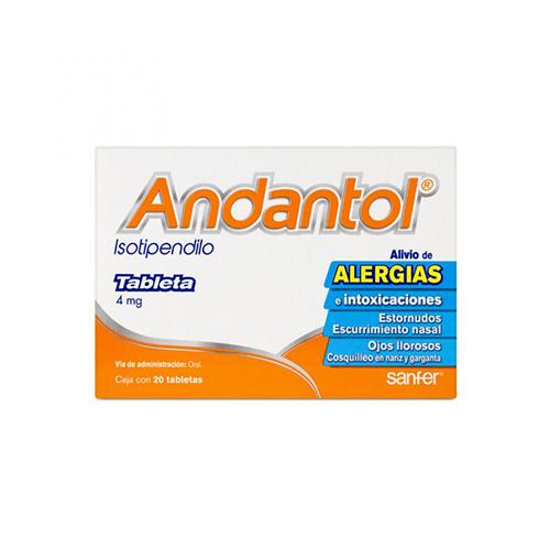 Andantol Antialergico 4 mg 20 Tabletas - Farmacias Klyns