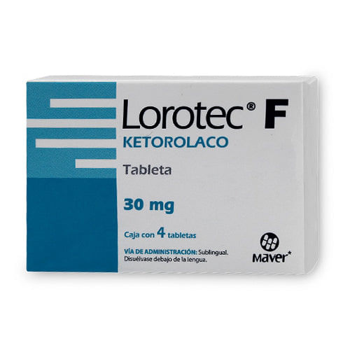 Lorotec F Ketorolaco Sublingual 30 mg 4 Tabletas - Farmacias Klyns Lorotec F Ketorolaco Sublingual 30 mg 4 Tabletas - Farmacias Klyns