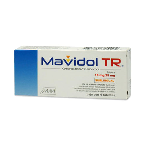 Mavidol TR Ketorolaco 10 mg / Tramadol 25 mg 4 Tabletas - Farmacias Klyns