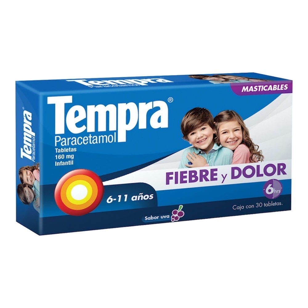 Tempra 160 mg 30 Tabletas Masticables - Farmacias Klyns