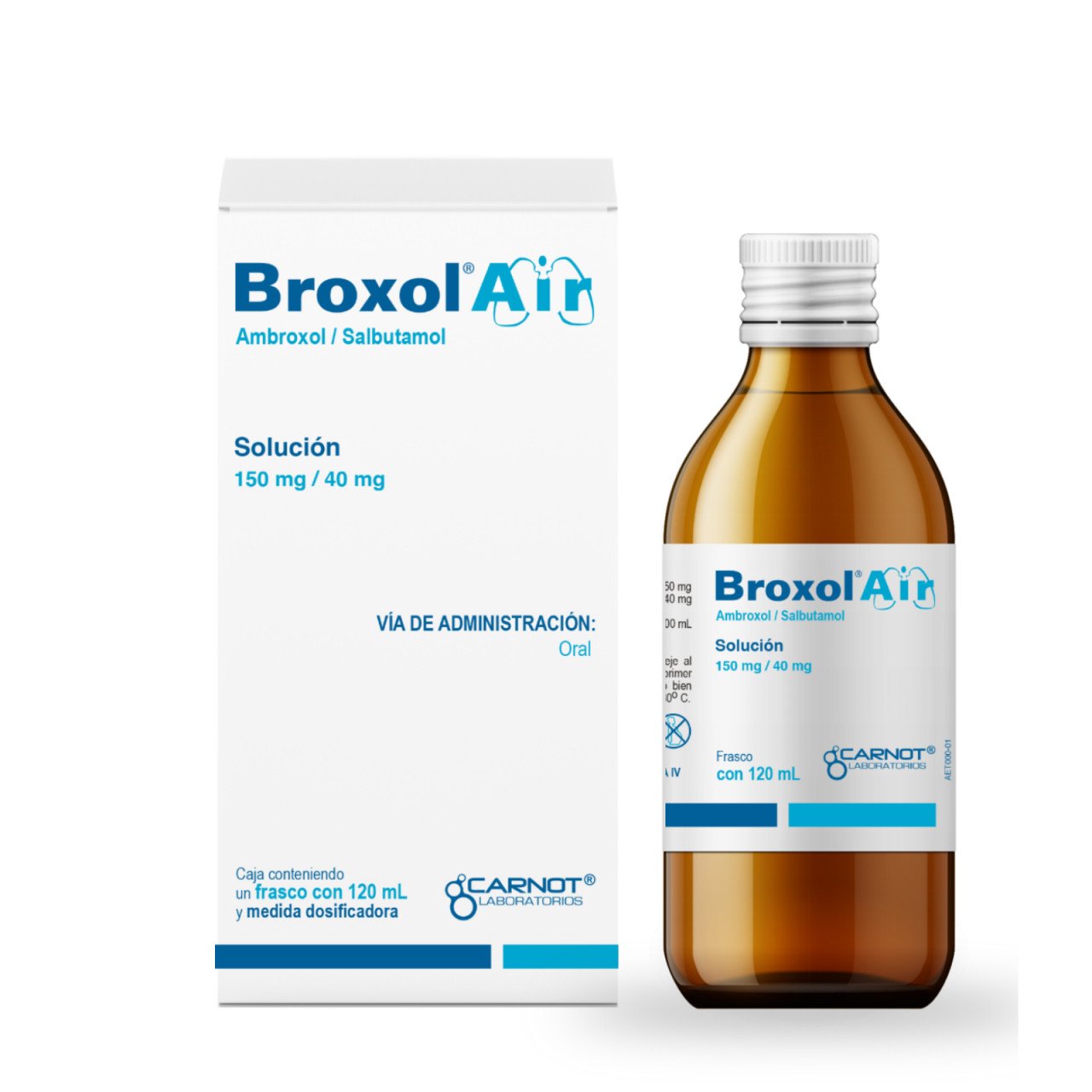 Broxol Air Solucion 150 mg / 40 mg Frasco con 120 mL - Farmacias Klyns