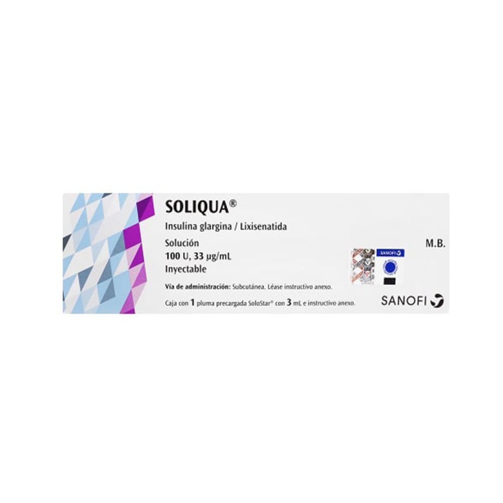 Soliqua Solucion 100 U 33 mcg 1 Pluma - Farmacias Klyns