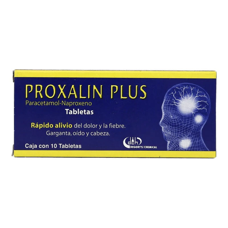Proxalin Plus Paracetamol Naproxeno 10 Tabletas - Farmacias Klyns