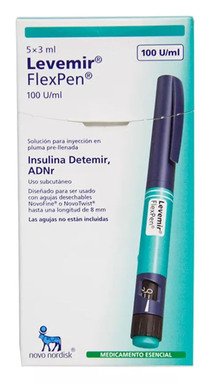 Levemir Flexpen 100 UI/mL 5 Plumas Prellenadas con 3 mL - Farmacias Klyns