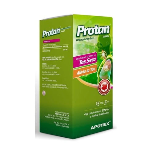 Protan Dextrometorfano Jarabe 15 mg Frasc con 120 mL - Farmacias Klyns