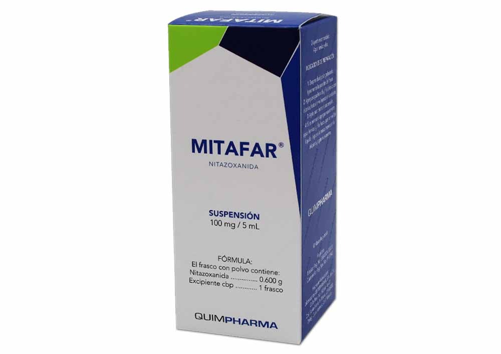 Mitafar Nitazoxanida 100 mg / 5 mg / Frasco con 30 mL - Farmacias Klyns