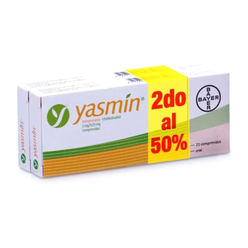 Yasmin 3 mg / 00.3 mg Con 21 Capsulas 2do al 50% - Farmacias Klyns