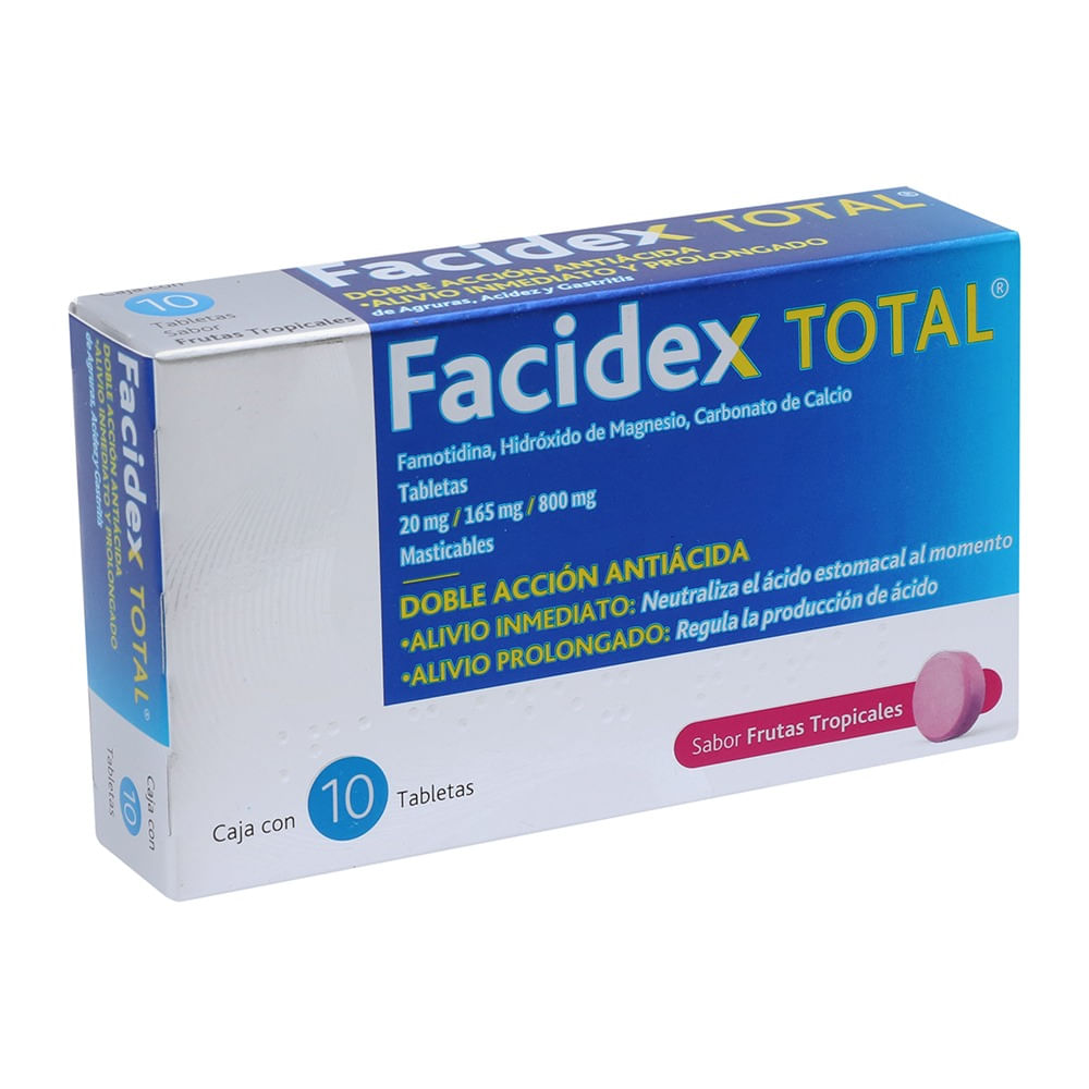 Facidex Total Sabor Frutas 10 Tabletas - Farmacias Klyns