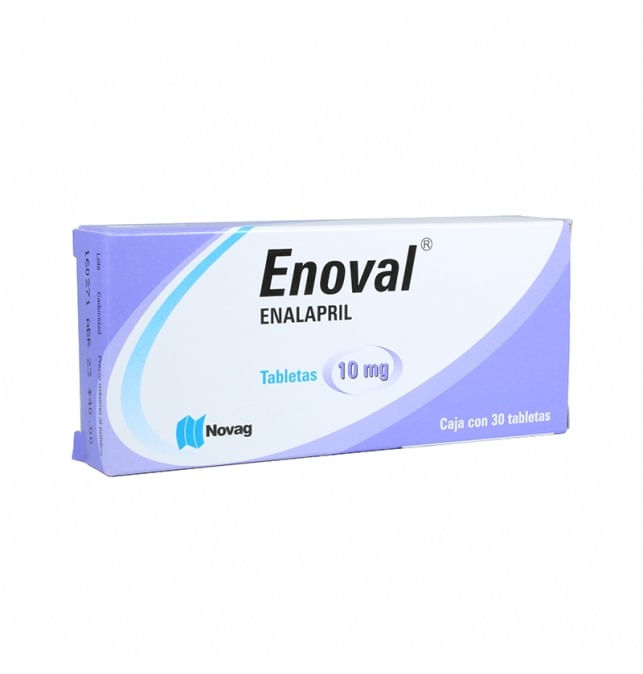 Enoval Enalapril 10 mg 30 Tabletas - Farmacias Klyns