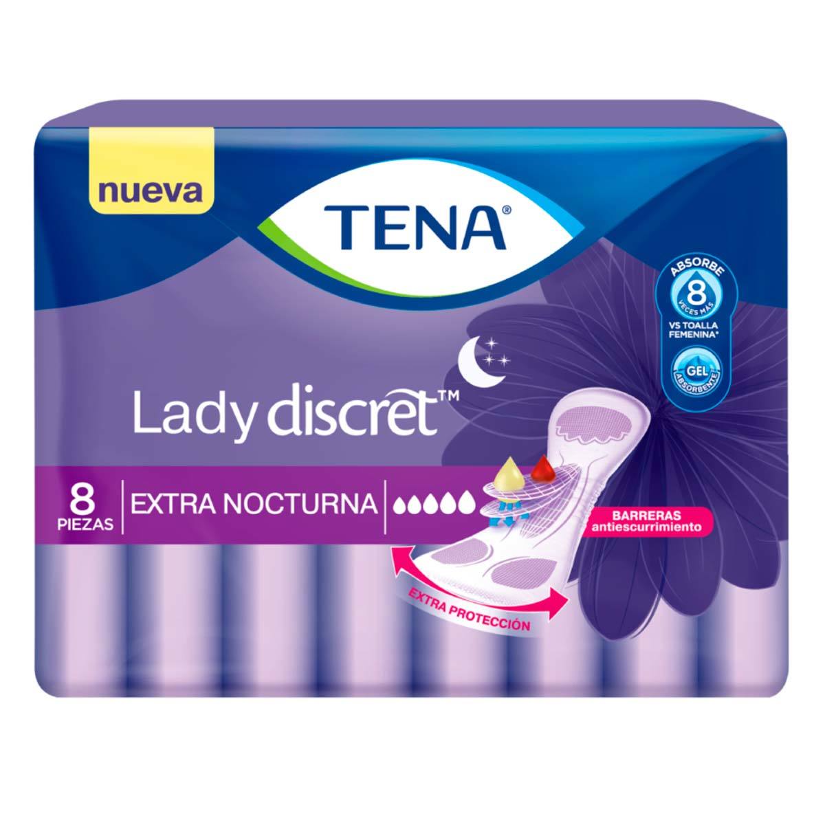 Tena Lady Discret Nocturna 8 Piezas - Farmacias Klyns