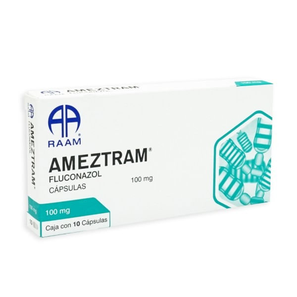 Ameztram Fluconazol 100 mg 10 Capsulas - Farmacias Klyns
