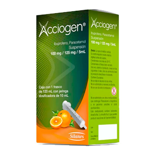 Acciogen 100 mg / 125 mg Suspension Frasco con 120 mL - Farmacias Klyns