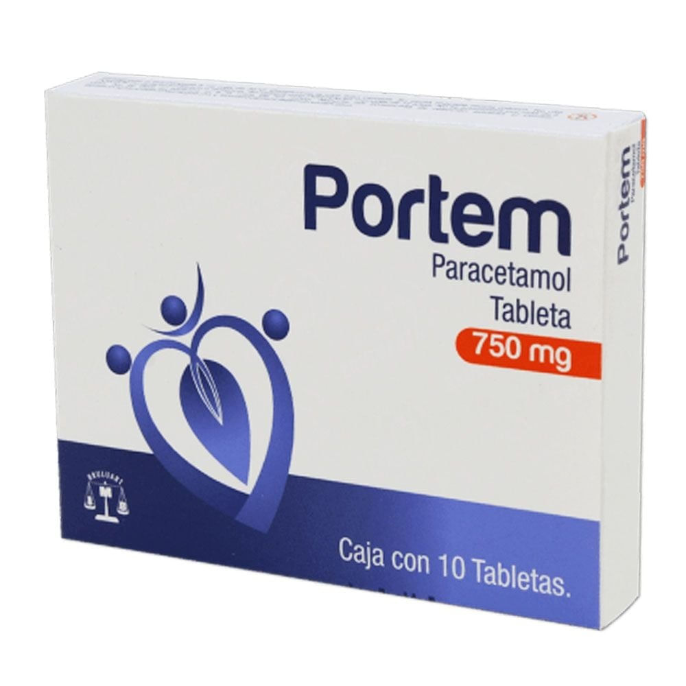 Portem Paracetamol 750 mg 10 Tabletas - Farmacias Klyns