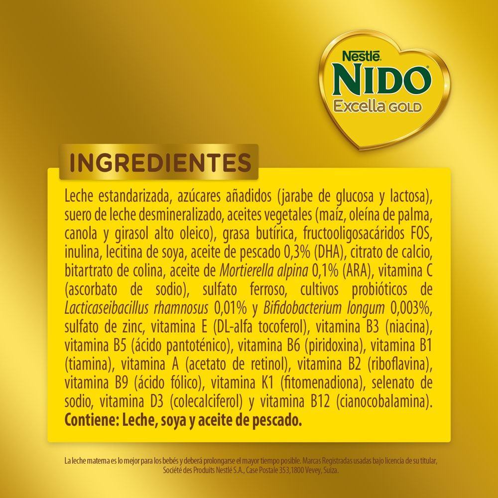 Nido Excella Gold 800 g - Farmacias Klyns