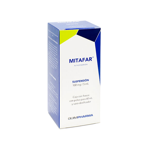 Mitafar Nitazoxadina 100 mg / 5 mg / Frasco con 60 mL - Farmacias Klyns