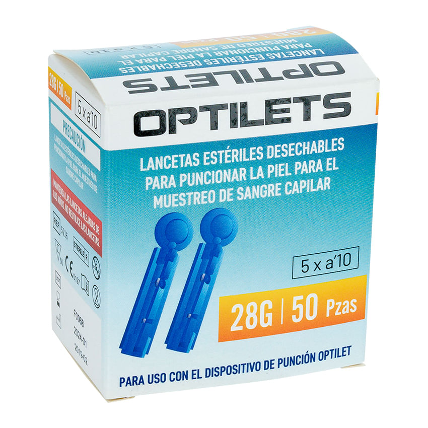 Lancetas Optilets 50 Piezas - Farmacias Klyns