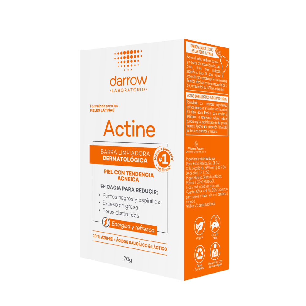 Barra Limpiadora Dermatologica Actine Darrow 70 g - Farmacias Klyns