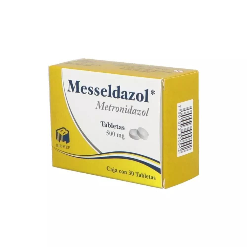 Messeldazol Metronidazol 500 mg 30 Tabletas - Farmacias Klyns
