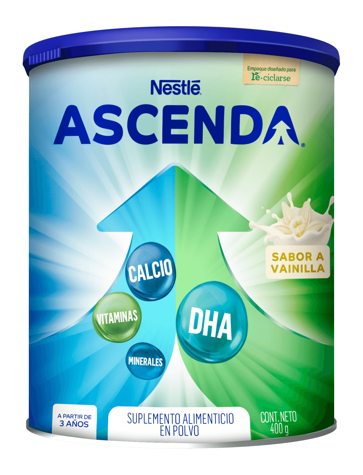 Ascenda Suplemento Alimenticio Sabor Vainilla 400 g - Farmacias Klyns