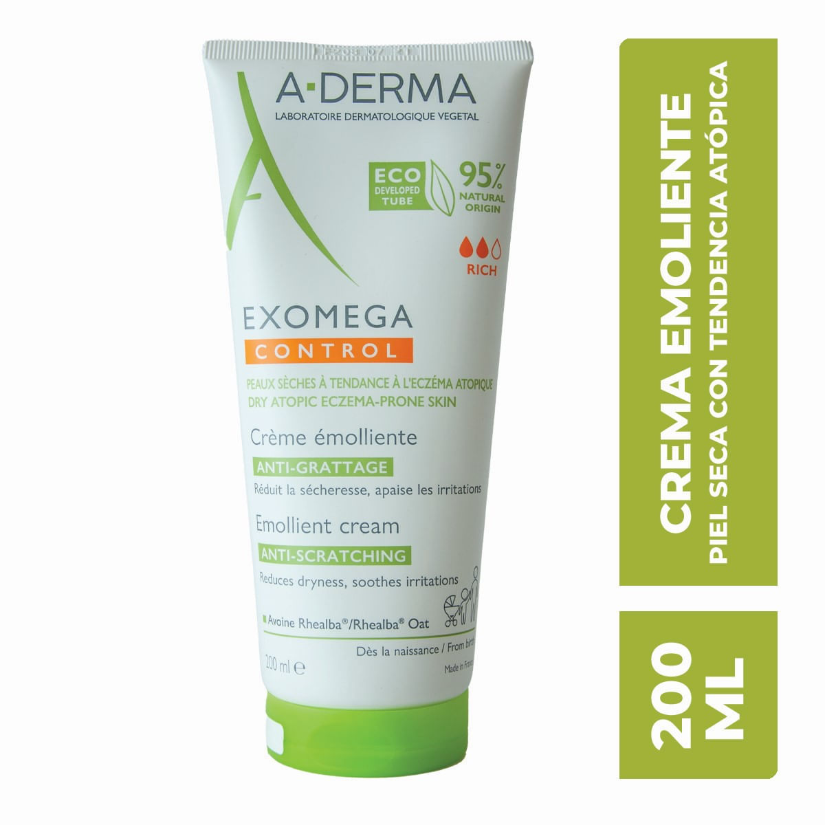 Crema Emoliante Piel Seca Exomega Control A-Derma 200 mL - Farmacias Klyns