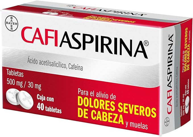 Cafiaspirina 500 mg / 30 mg 40 Tabletas - Farmacias Klyns