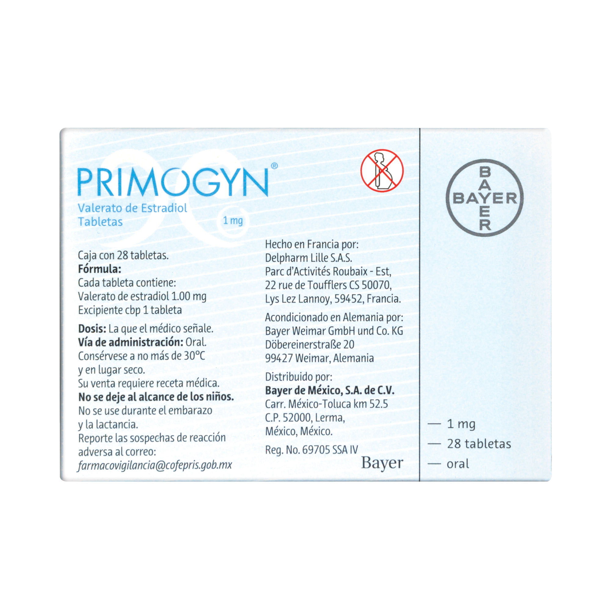Primogyn 1 mg 28 Tabletas - Farmacias Klyns