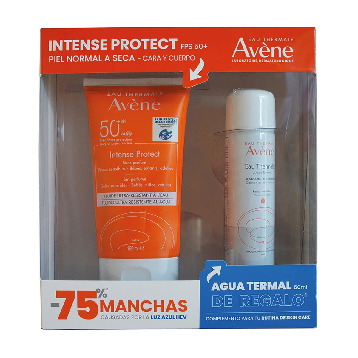 Kit Protector Solar Avene Intense Protect FPS50+ 150 mL + Agua Termal ...