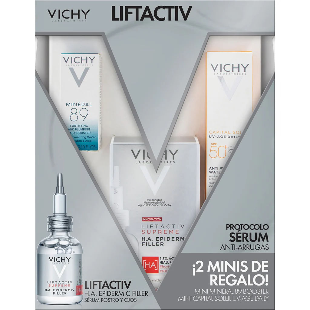 Kit Vichy 89 Liftactiv Serum HA Filler + Mini Mineral 89 + Mini Capital ...