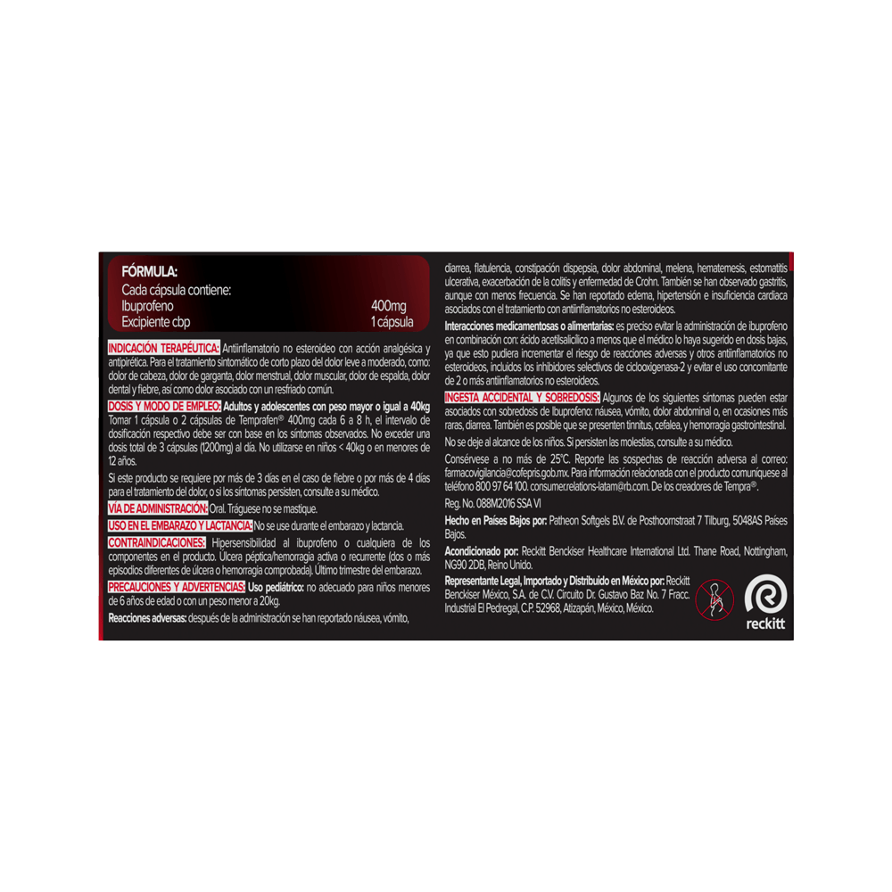 Tempra Fen 400 mg 20 Capsulas - Farmacias Klyns