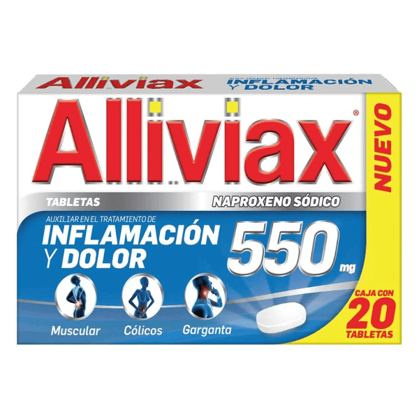 Alliviax 550 mg 20 Tabletas - Farmacias Klyns