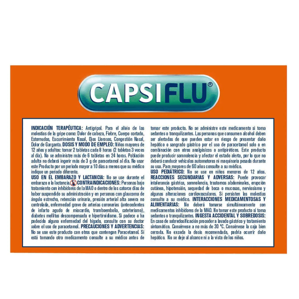 Capsiflu Antigripal 12 Tabletas - Farmacias Klyns