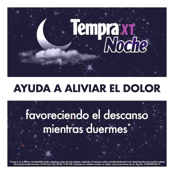 Tempra XT Noche 800 mg / 20 mg / 4 mg 24 Tabletas - Farmacias Klyns
