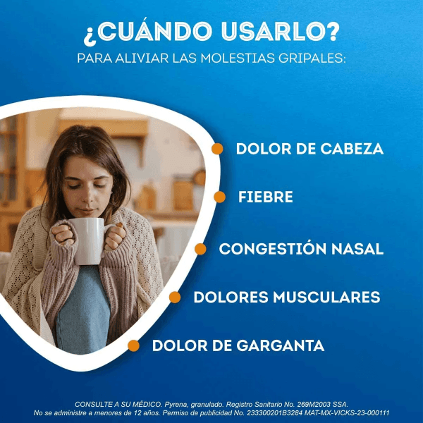 Vick Pyrena Granulado 500 mg / 10 mg U 5 Sobres - Farmacias Klyns