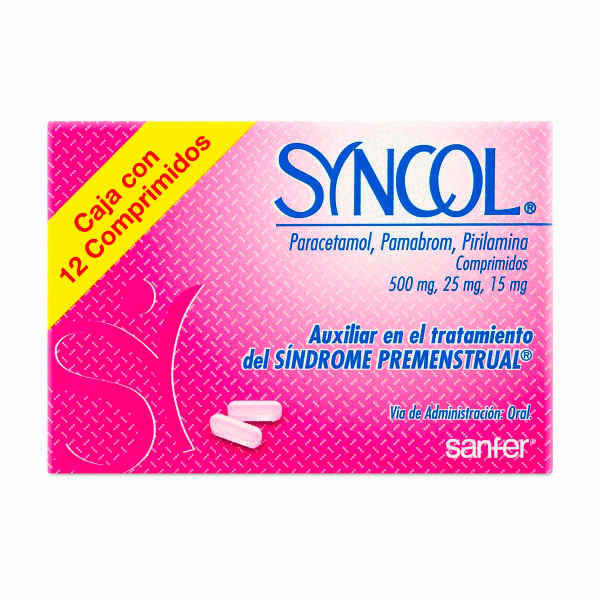 Syncol 500 mg / 25 mg / 15 mg 12 Comprimidos - Farmacias Klyns