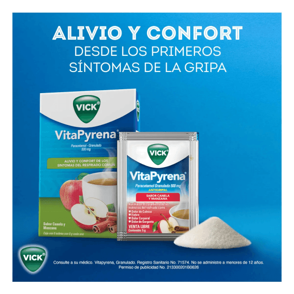 Vick Vitapyrena 500 mg 5 Sobres - Farmacias Klyns