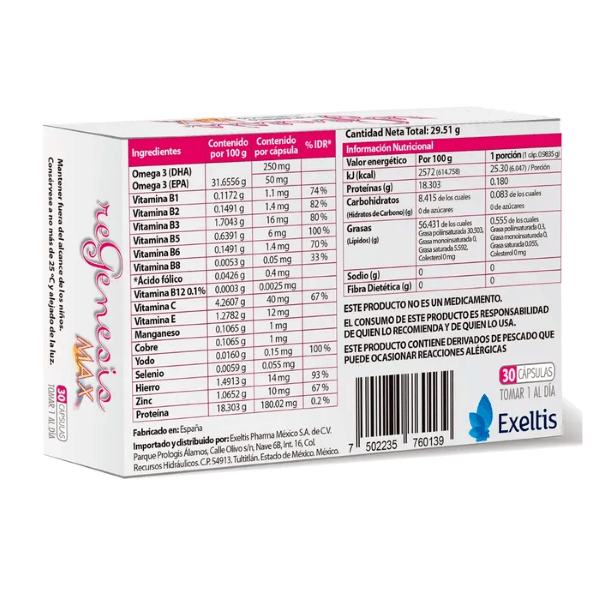 Regenesis Max Suplemento Alimenticio 30 Capsulas - Farmacias Klyns