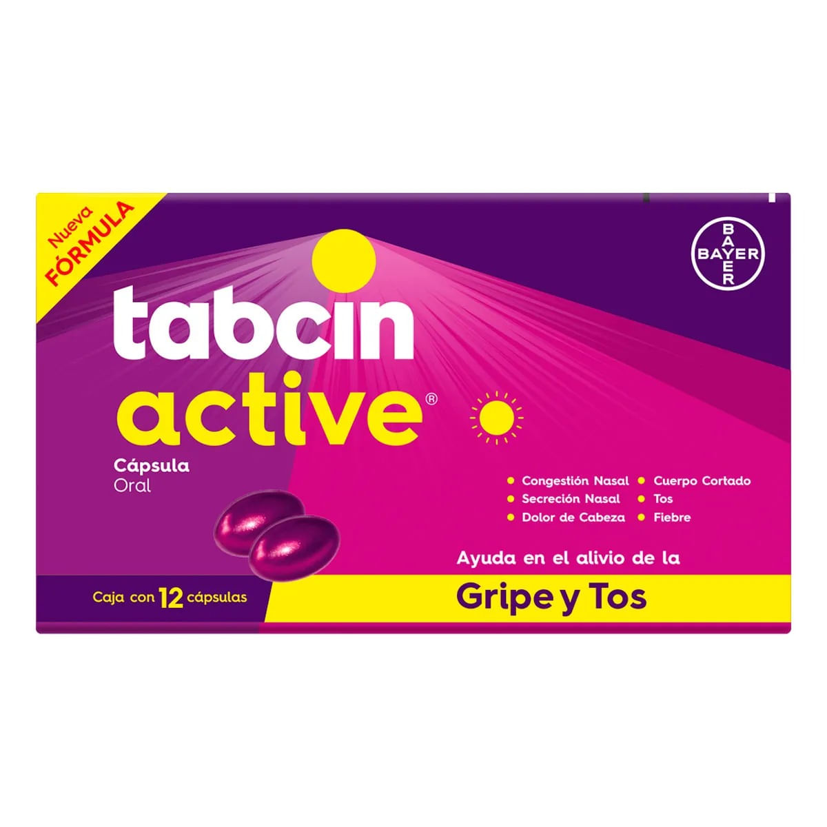 Tabcin Active 325 mg / 10 mg 12 Capsulas - Farmacias Klyns