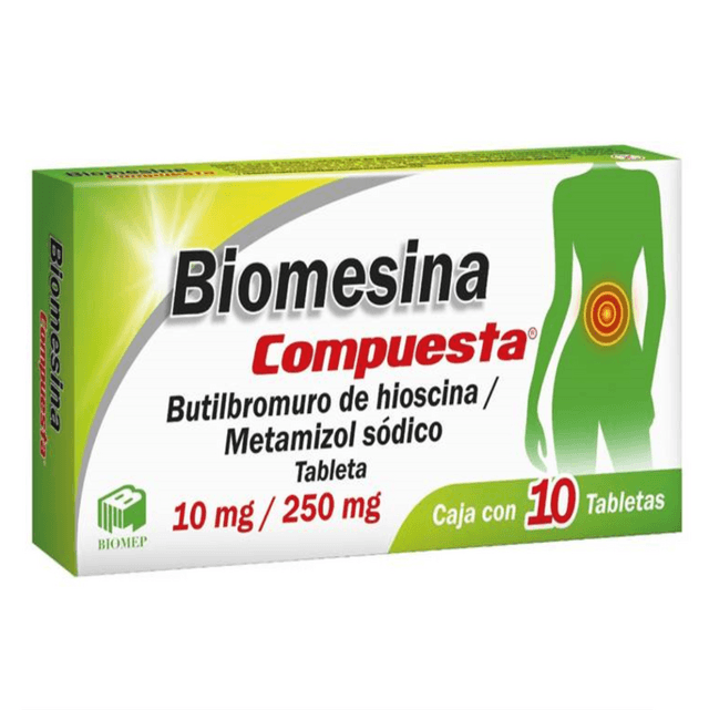 Biomesina Compuesta Butilhioscina 10 mg / Metamizol 250 mg 10 Grageas ...