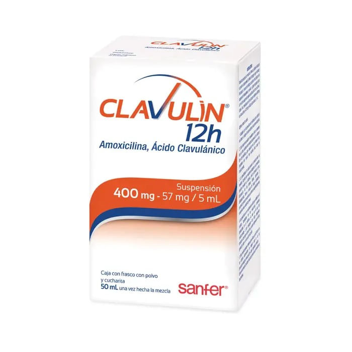 Clavulin 12H Suspension 400 mg / 57 mg / 5 mL Frasco con 50 mL ...