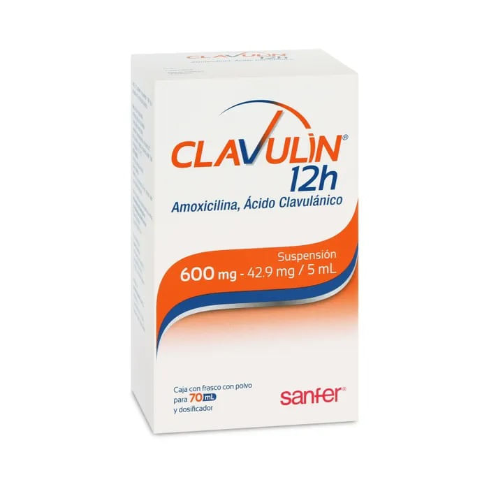 Clavulin 12 H Suspension 600 mg / 42.9 mg / 5 mL Frasco con 70 mL ...