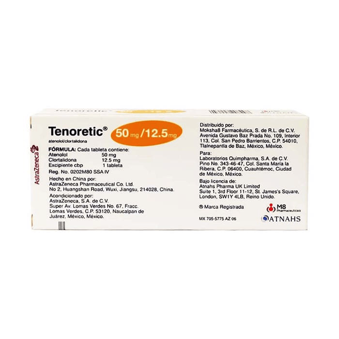 Tenoretic 50 Mg / 12.5 Mg 28 Tabletas - Farmacias Klyns