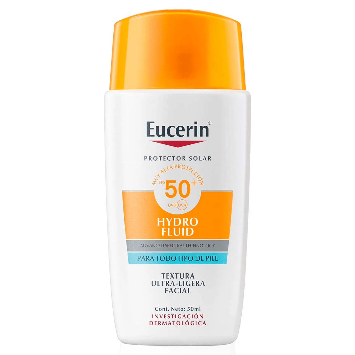 Eucerin Protector Solar Facial Hydro Fluid FPS50+ 50 mL - Farmacias Klyns