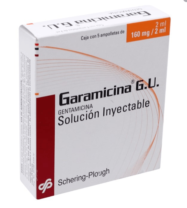 Garamicina G. U. 160 mg / 2 mL Solucion Inyectable 5 Ampulas de 2 mL ...